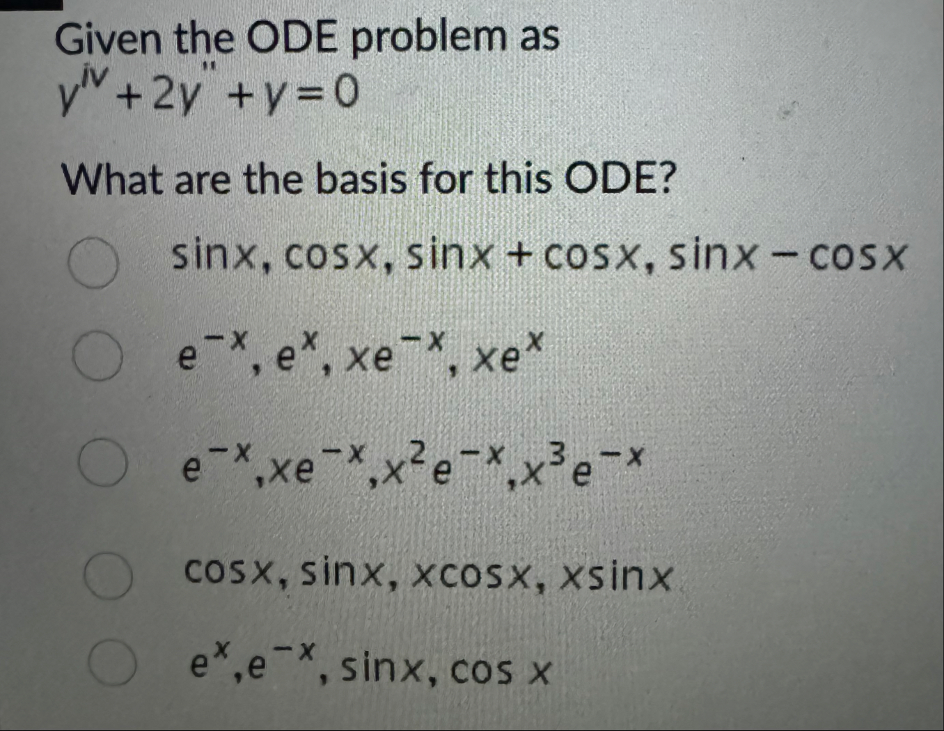 Solved Given the ODE problem asyiv 2y'' y=0What are the | Chegg.com