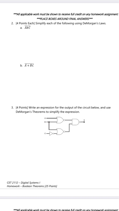 Solved Name: CET 2112C: Homework - Boolean Theor 1. [4 | Chegg.com