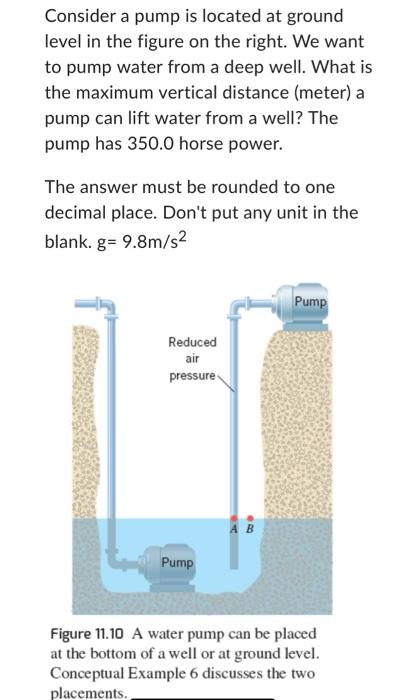 Solved Consider a pump is located at ground level in the | Chegg.com