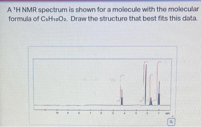 Solved A1H NMR spectrum is shown for a molecule with the | Chegg.com