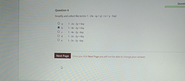 Solved QuestQuestion 4Simplify and collect like terms; | Chegg.com
