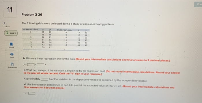 Solved The following data were collected during a study of | Chegg.com