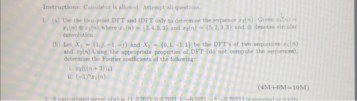 Solved (a) Use the four-point DFT and IDFT only to determine | Chegg.com