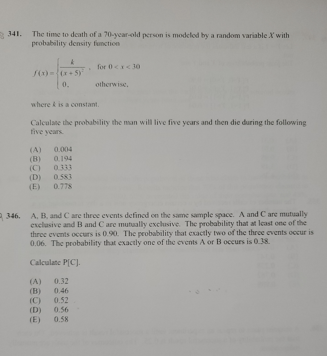 Solved The time to death of a 70-year-old person is modeled | Chegg.com