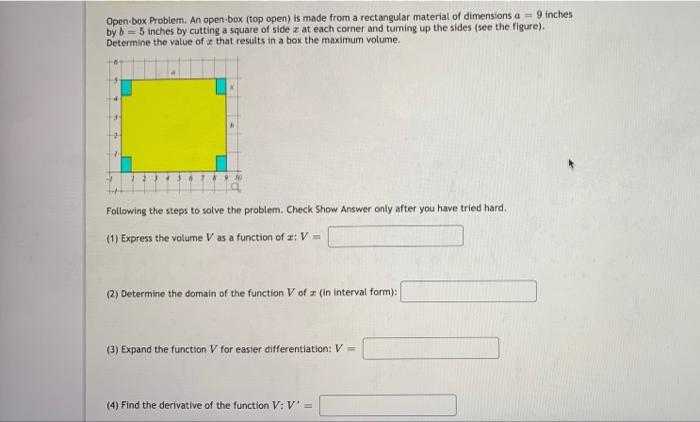 Solved Open box Problem. An open-box (top open) is made from | Chegg.com