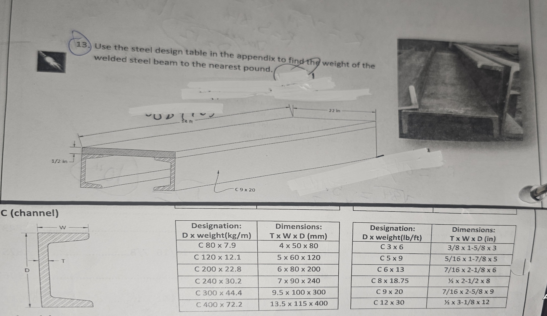 Solved Use the steel design table in the appendix to find | Chegg.com