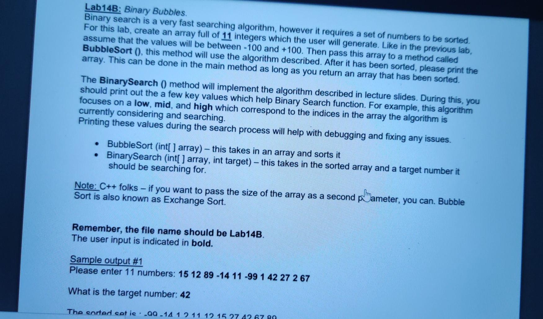 Solved Lab14A: Warmup. Write a program that contains a | Chegg.com