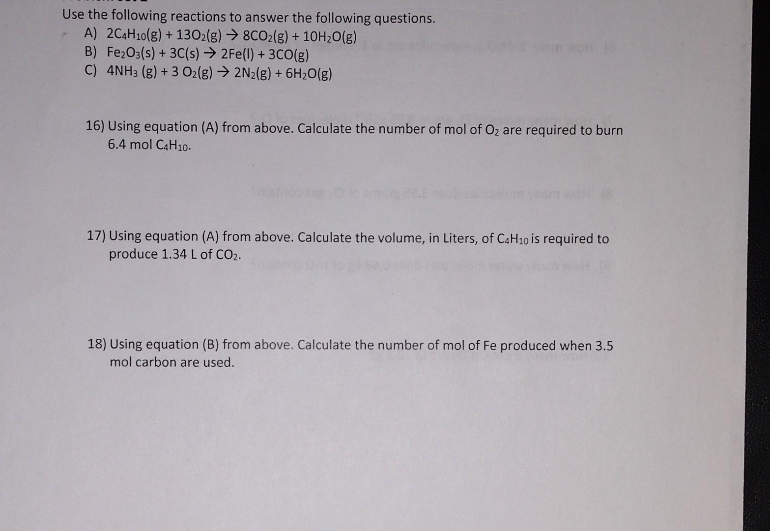 Solved Use the following reactions to answer the following | Chegg.com