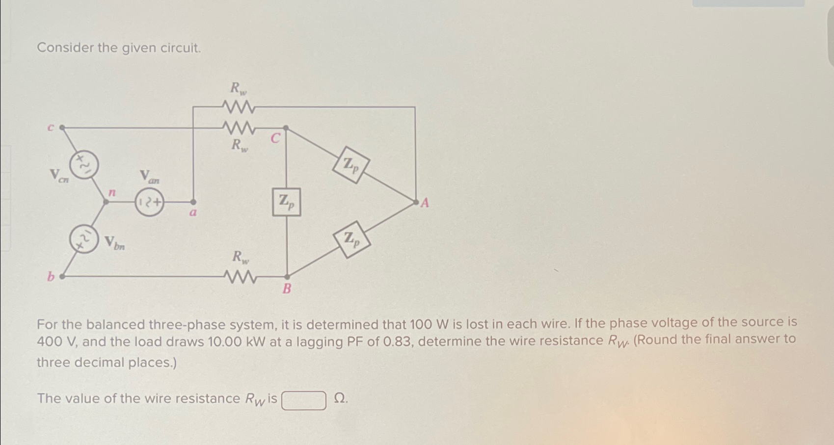 Solved Consider the given circuit.For the balanced | Chegg.com