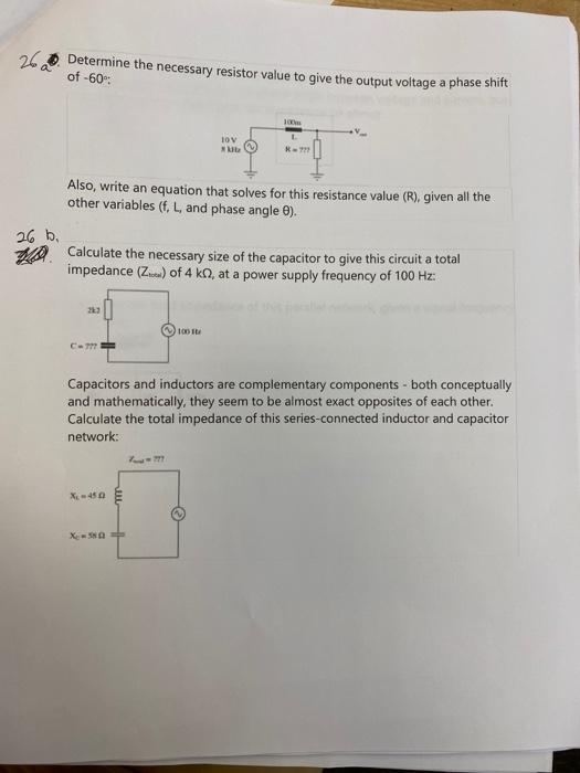 Solved 24 Determine the necessary resistor value to give the | Chegg.com