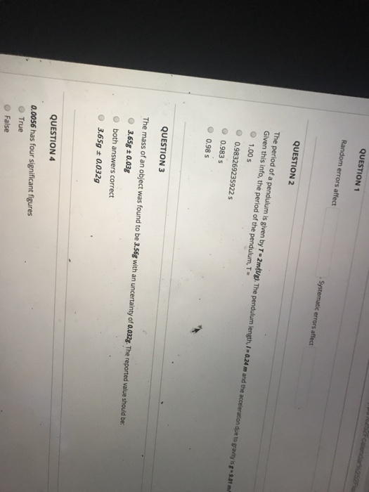 Solved 252F QUESTION 1 Random errors affect . Systematic | Chegg.com