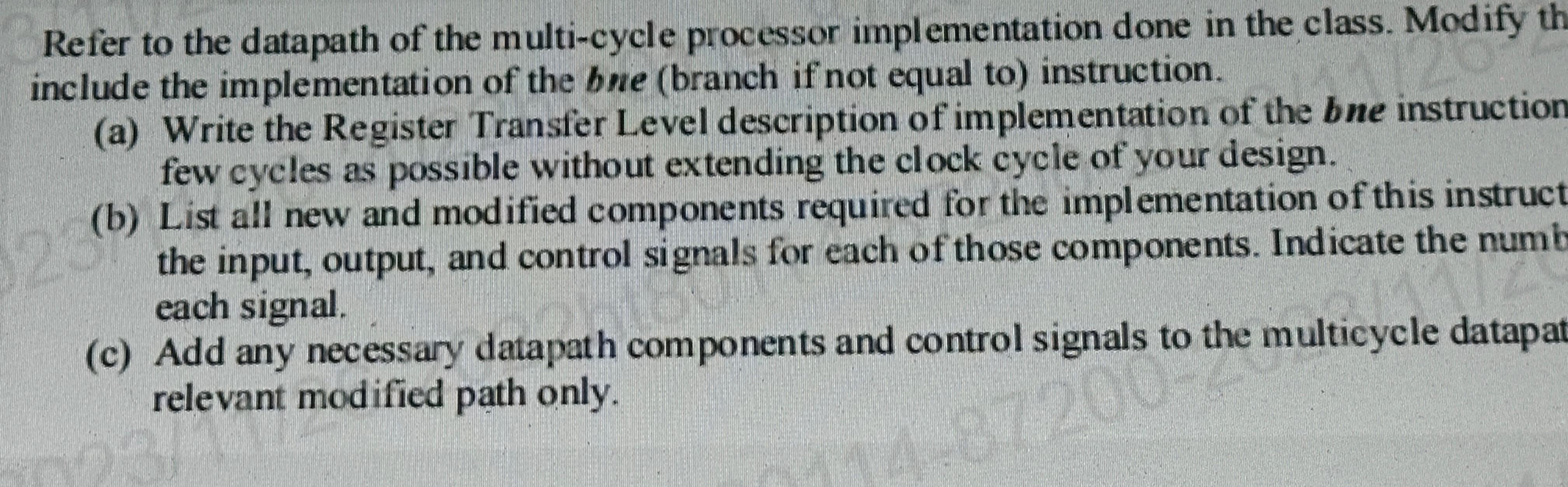 Solved Refer to the datapath of the multi-cycle processor | Chegg.com