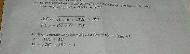Solved 4 For Each Of The Following Expressions Construct