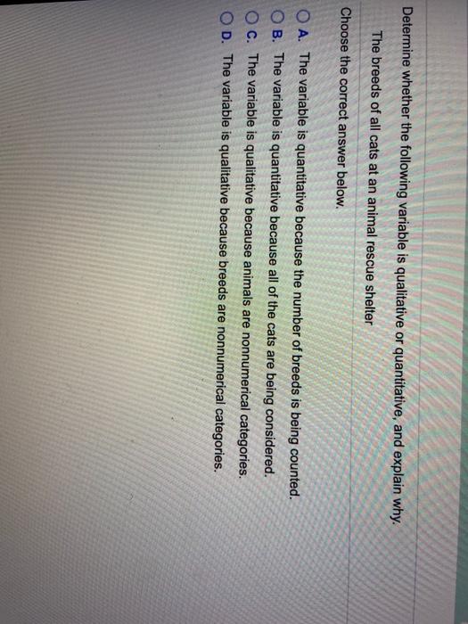Solved Determine whether the following variable is | Chegg.com