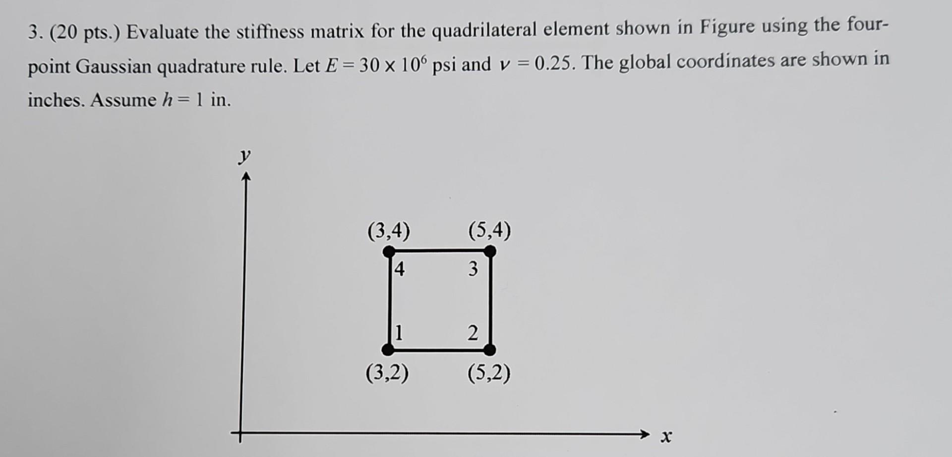 Solved 3. (20 pts.) Evaluate the stiffness matrix for the | Chegg.com