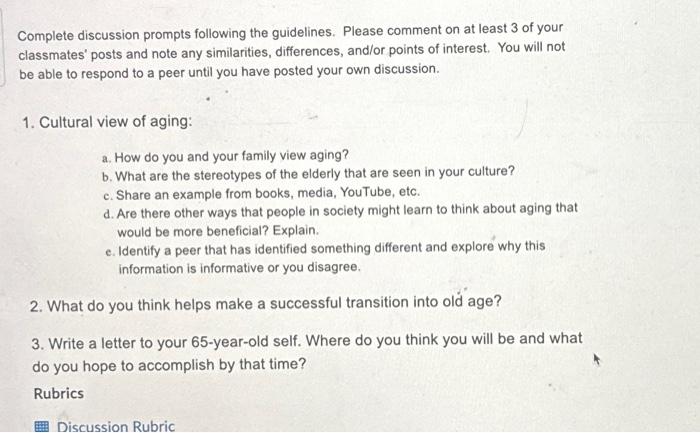 Solved Complete discussion prompts following the guidelines. | Chegg.com