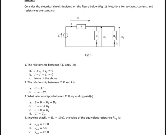 Solved Consider the electrical circuit depicted on the | Chegg.com