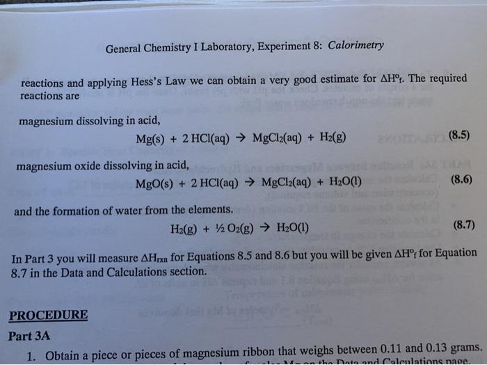 Solved Magnesium Oxide Heat of Formation - Hess's Law Part | Chegg.com