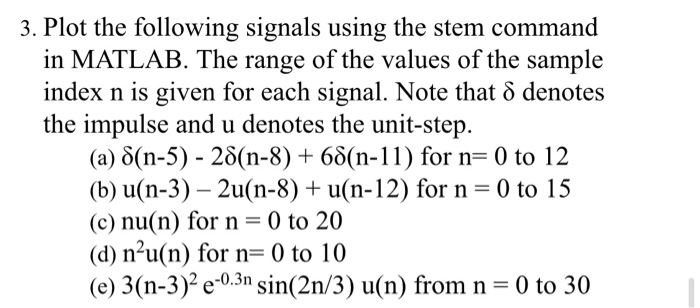 Solved 3 Plot The Following Signals Using The Stem Command