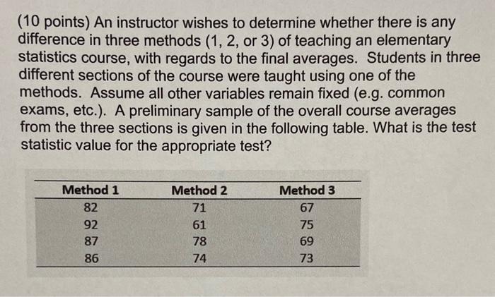 Solved An instructor wishes to determine whether there is | Chegg.com