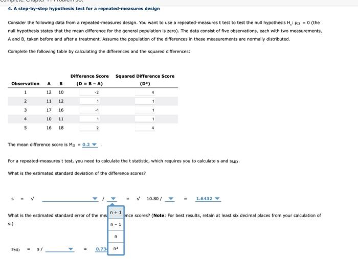Solved 4. A step-by-step hypothesis test for a | Chegg.com