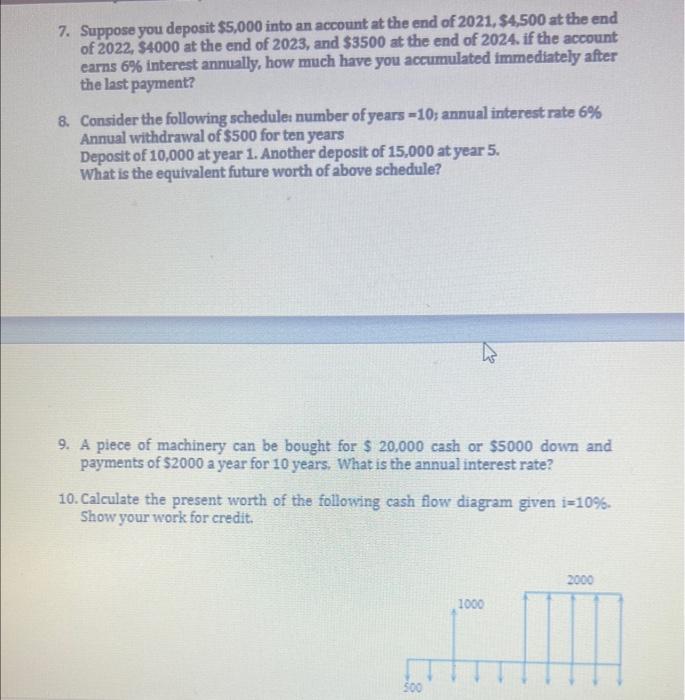 Solved 7. Suppose you deposit $5,000 into an account at the | Chegg.com