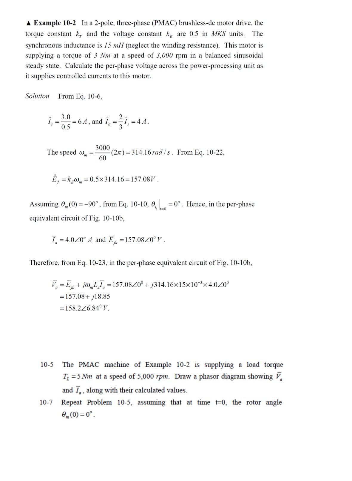 Solved Δ ﻿Example 10-2 ﻿In a 2-pole, three-phase (PMAC) | Chegg.com