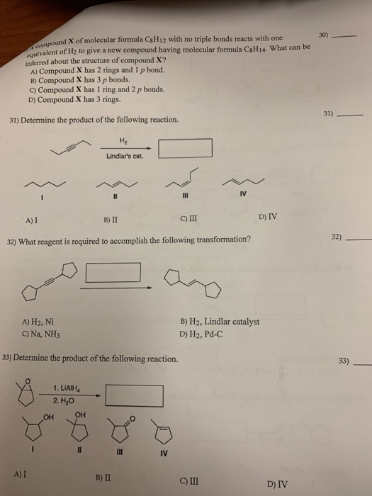 Solved 30) sound X of molecular formula C8H12 with no triple | Chegg.com