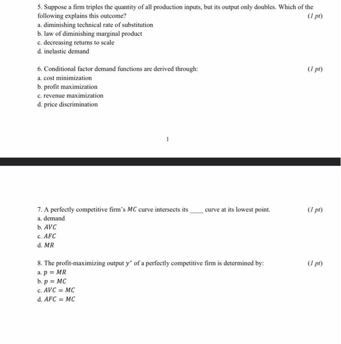 Solved 5. Suppose a firm triples the quantity of all | Chegg.com