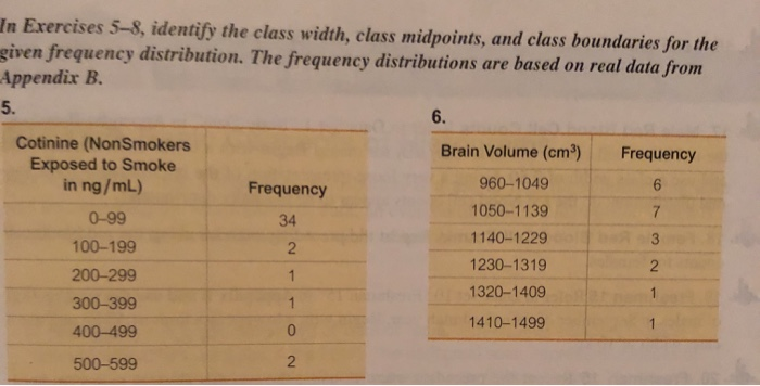Solved In Exercises 5 8 Identify The Class Width Class