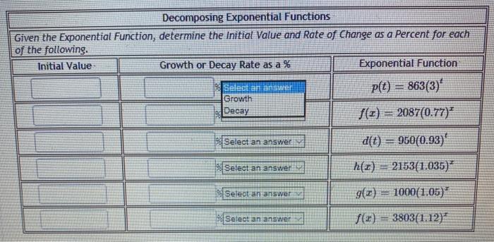 Solved Decomposing Exponential Functions Given the | Chegg.com