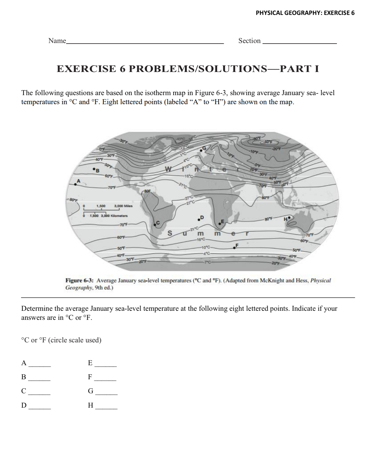 Solved PHYSICAL GEOGRAPHY: EXERCISE 6NamSectionEXERCISE 6 | Chegg.com