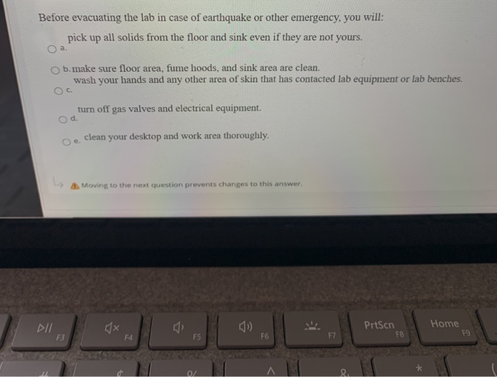 Solved Before evacuating the lab in case of earthquake or | Chegg.com