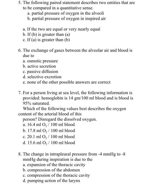Solved 5. The following paired statement describes two | Chegg.com