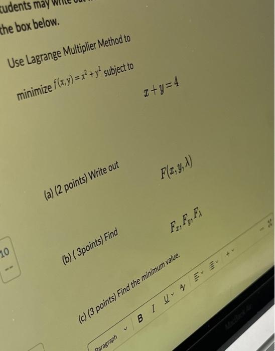 Solved Use Lagrange Multiplier Method to minimize | Chegg.com