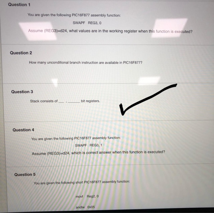 Solved Question 1 You are given the following PIC16F877 | Chegg.com