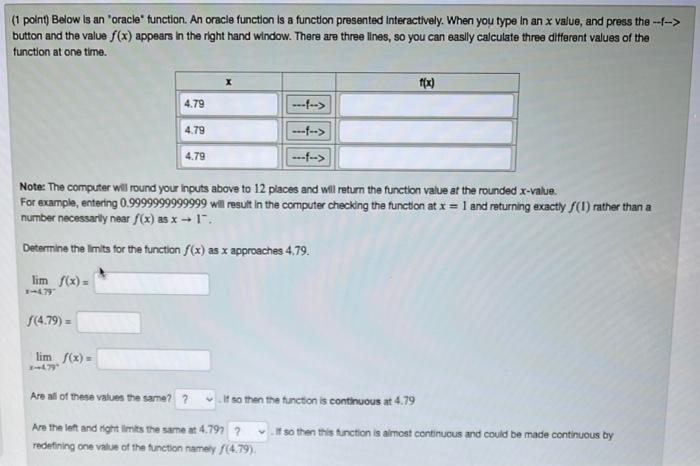 Solved (1 point) Below is an 'oracle" tunction. An oracle | Chegg.com