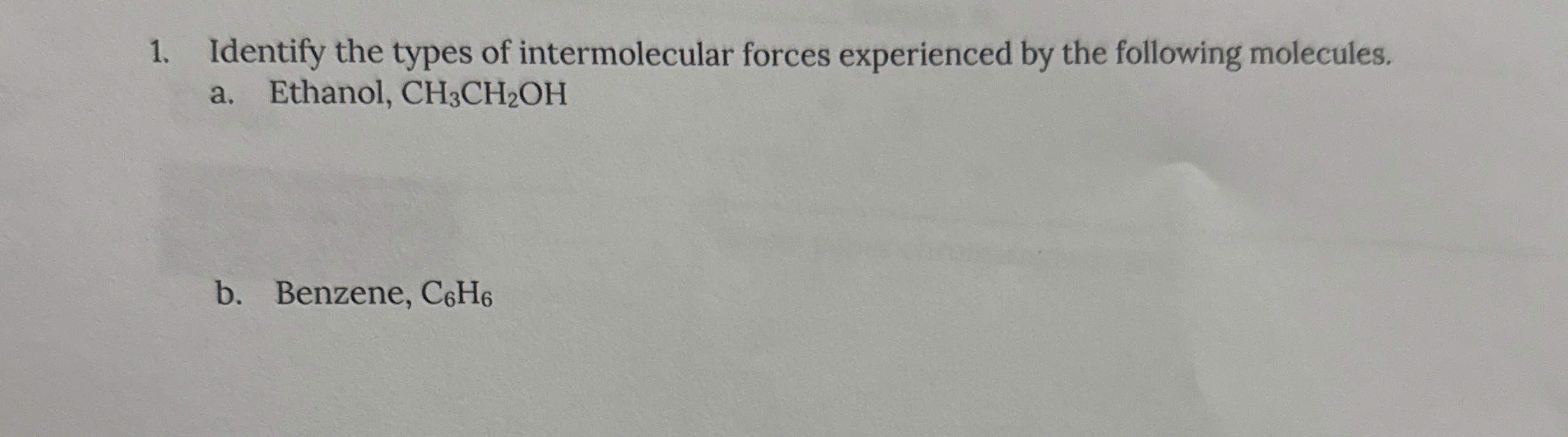 Solved Identify the types of intermolecular forces | Chegg.com