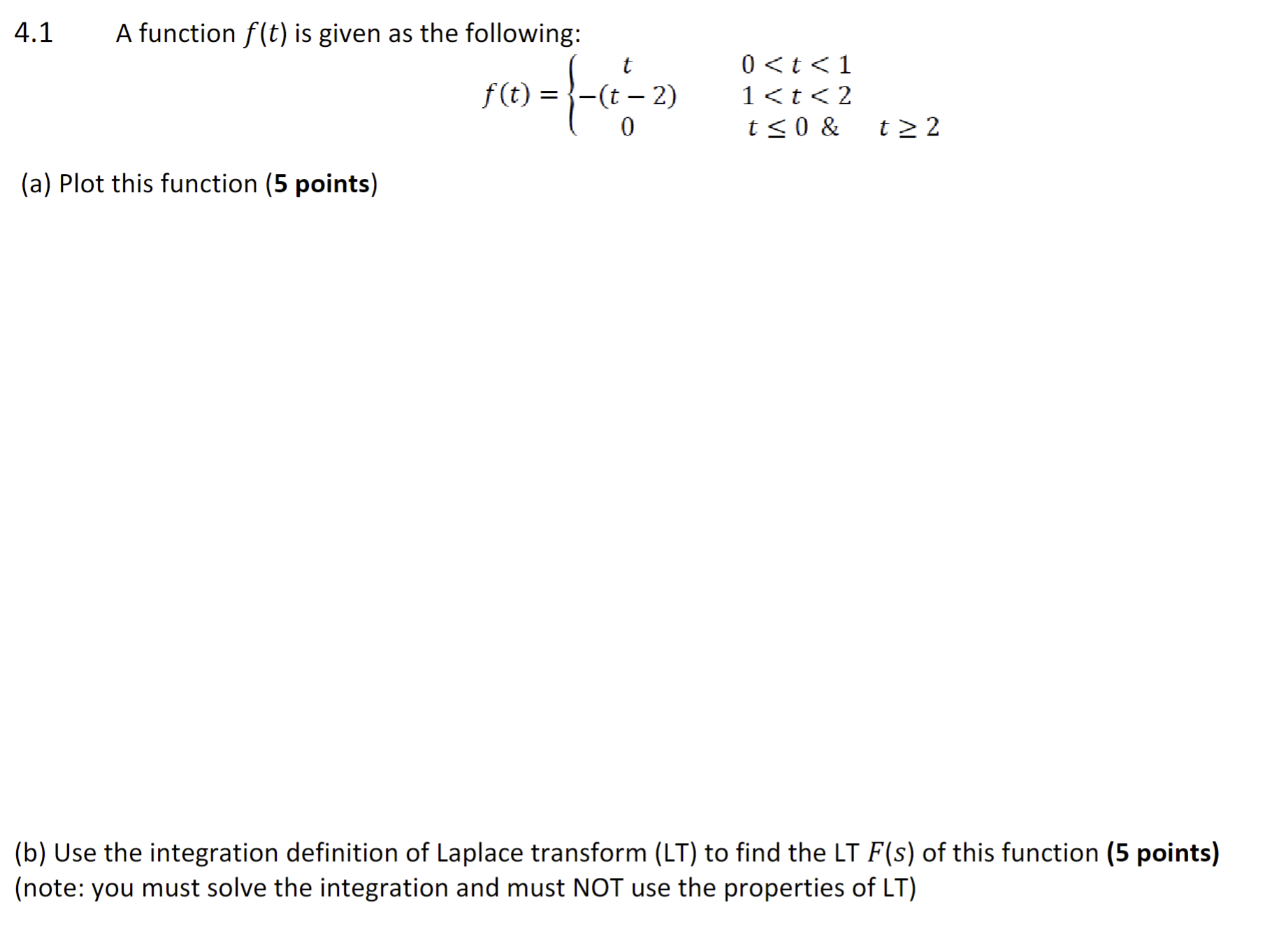 Solved 4.1 ﻿A function f(t) is ﻿given as ﻿the | Chegg.com