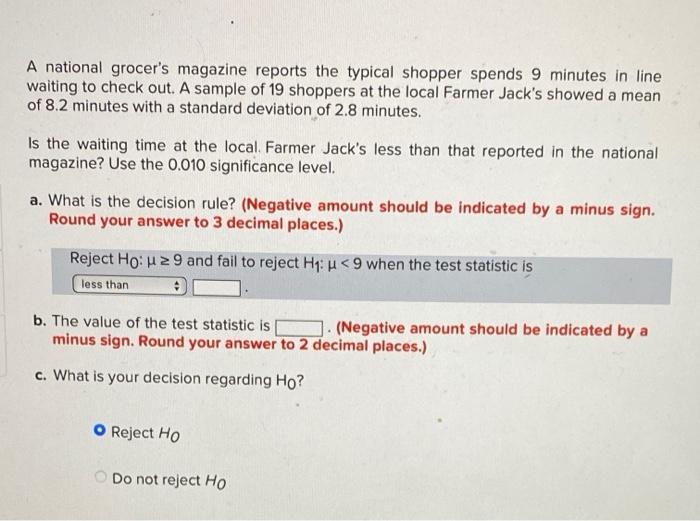 Solved A national grocer's magazine reports the typical | Chegg.com