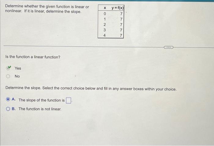 Solved Determine whether the given function is linear or | Chegg.com