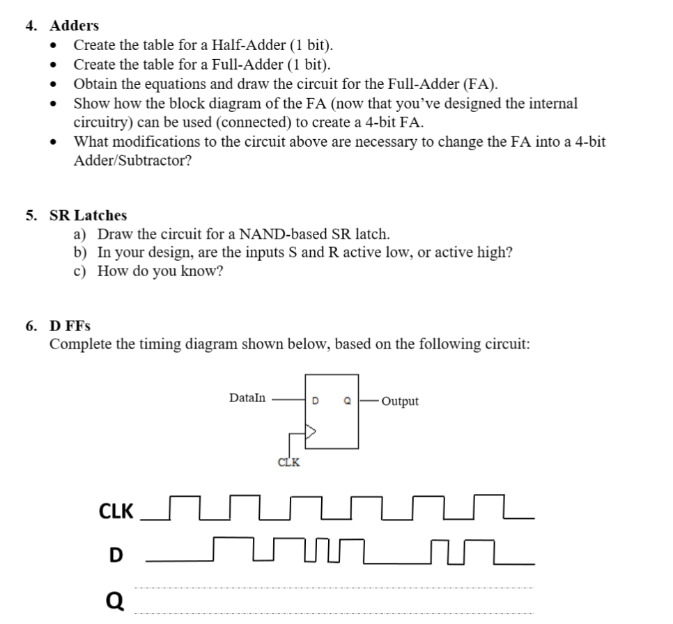 Solved AddersCreate the table for a Half-Adder (1 | Chegg.com