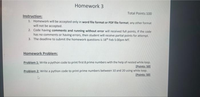 Solved Homework 3 Total Points:100 Instruction: 1. Homework | Chegg.com