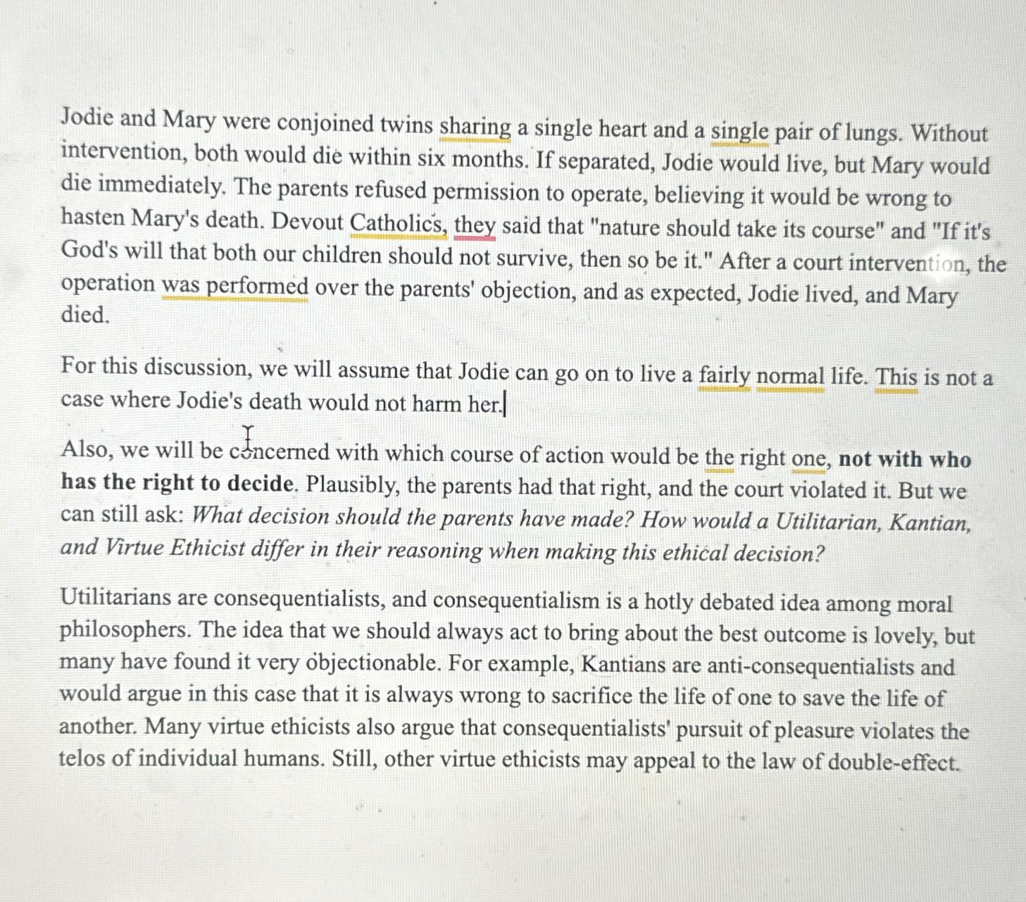 Solved Jodie and Mary were conjoined twins sharing a single | Chegg.com