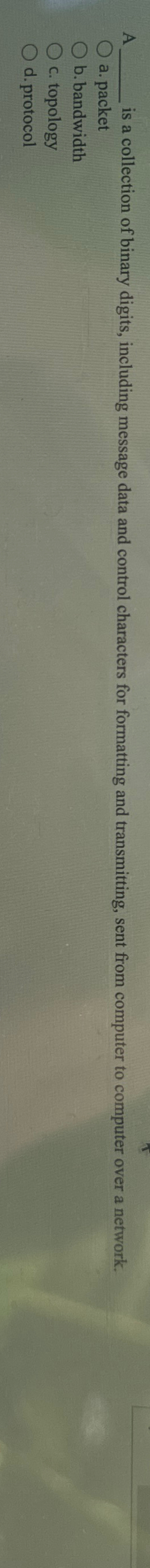 Solved is a collection of binary digits, including message | Chegg.com