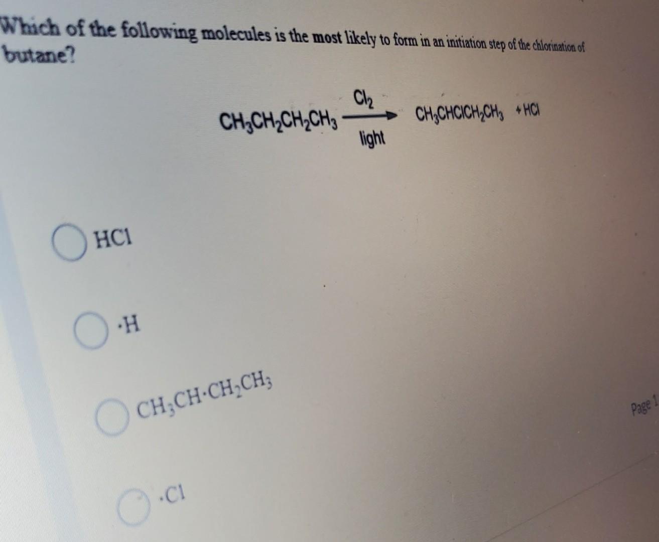 Solved Which of the following molecules is the most likely | Chegg.com