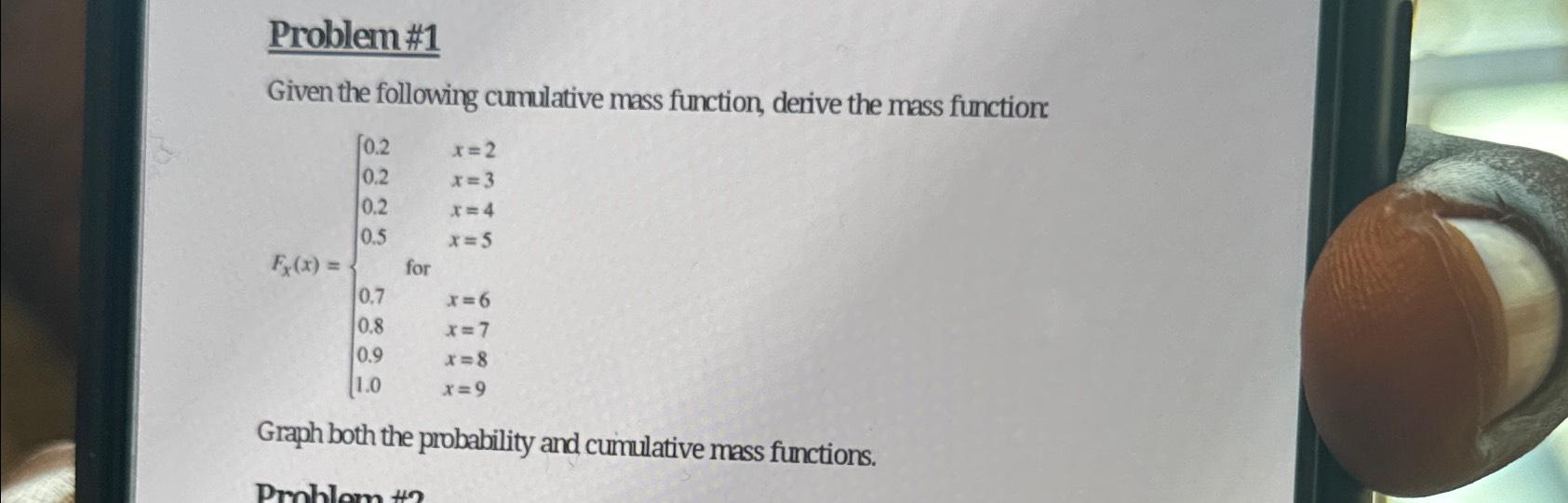 Solved Problem#1Given the following cumulative mass | Chegg.com