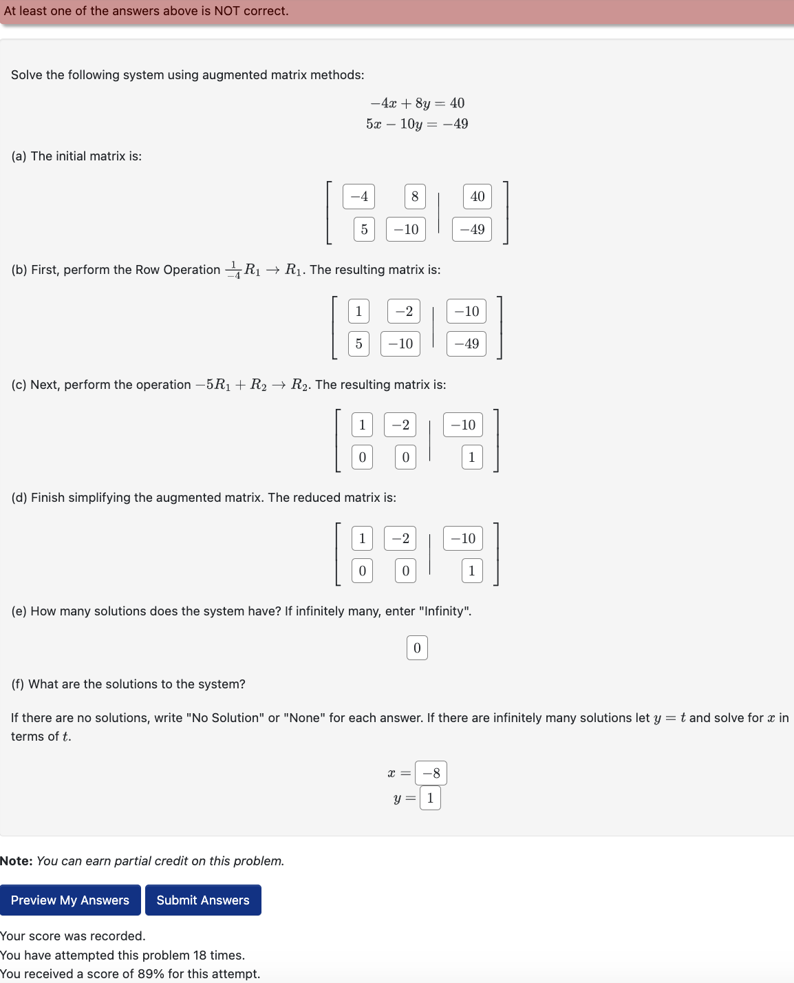 Solved Solve the following system using augmented matrix | Chegg.com