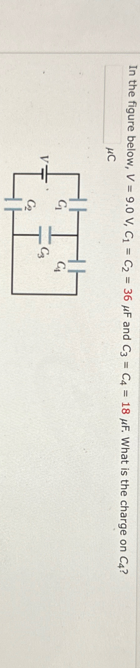 Solved In the figure below, V=9.0V,C1=C2=36μF ﻿and | Chegg.com