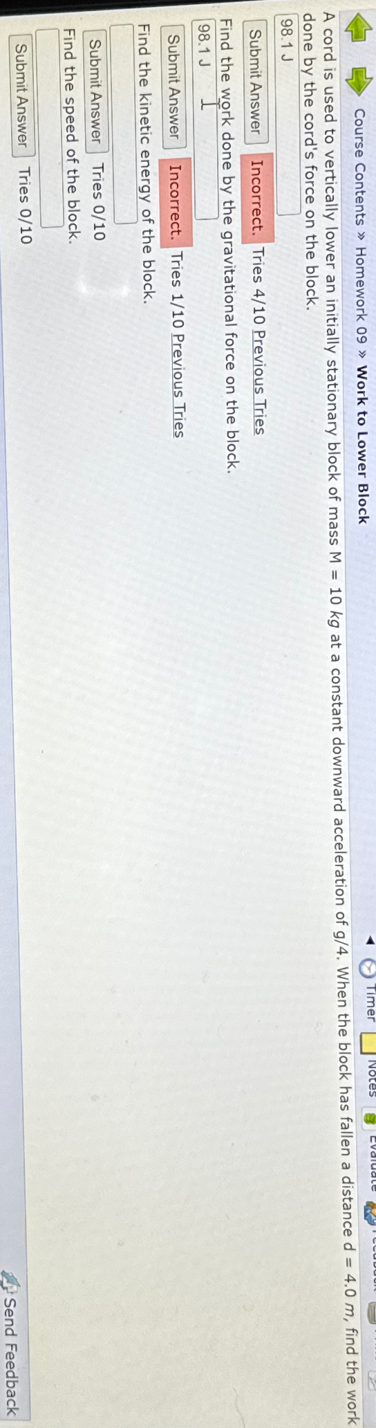 Solved Course Contents» ﻿Homework 09≫ ﻿Work to Lower BlockA | Chegg.com